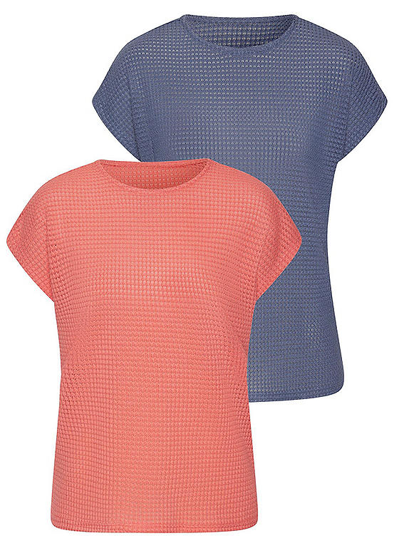 Vivance Pack of 2 Waffle Texture T-Shirts | LASCANA